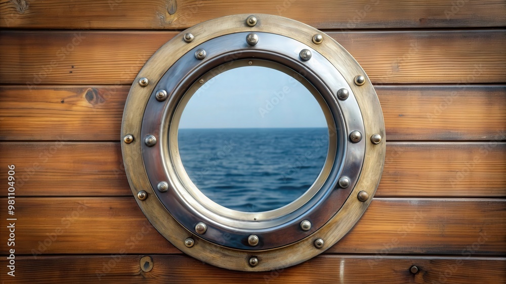 Metal window porthole on a ship, perfect for nautical-themed designs ...