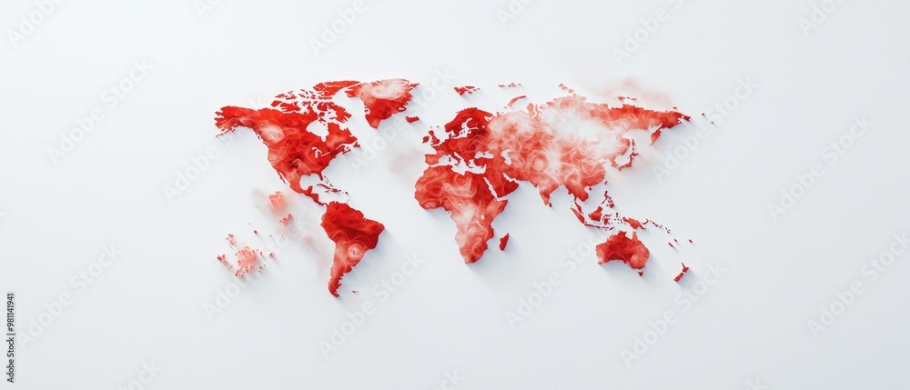 Digital map of the world with hot zones representing climate change ...