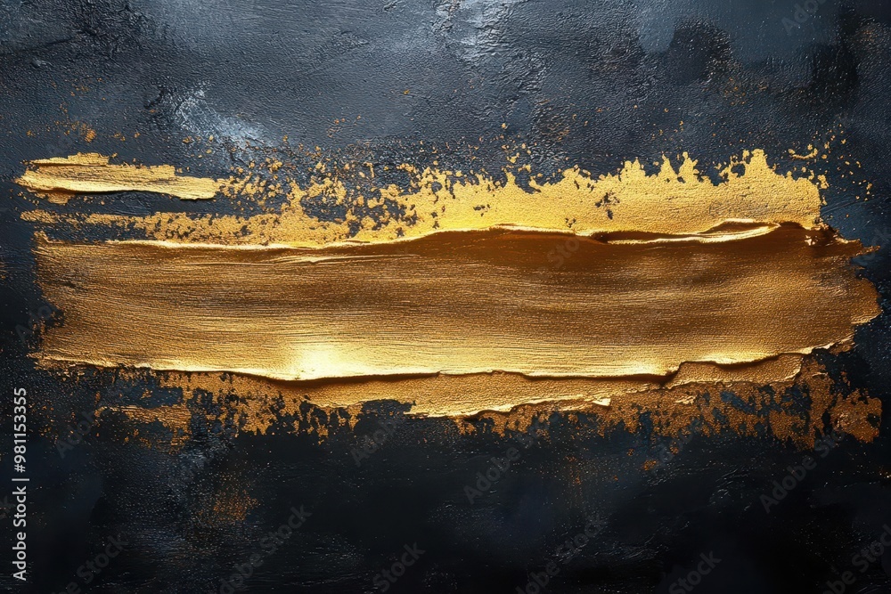 luxurious gold paint stroke with rich texture on a sleek black ...