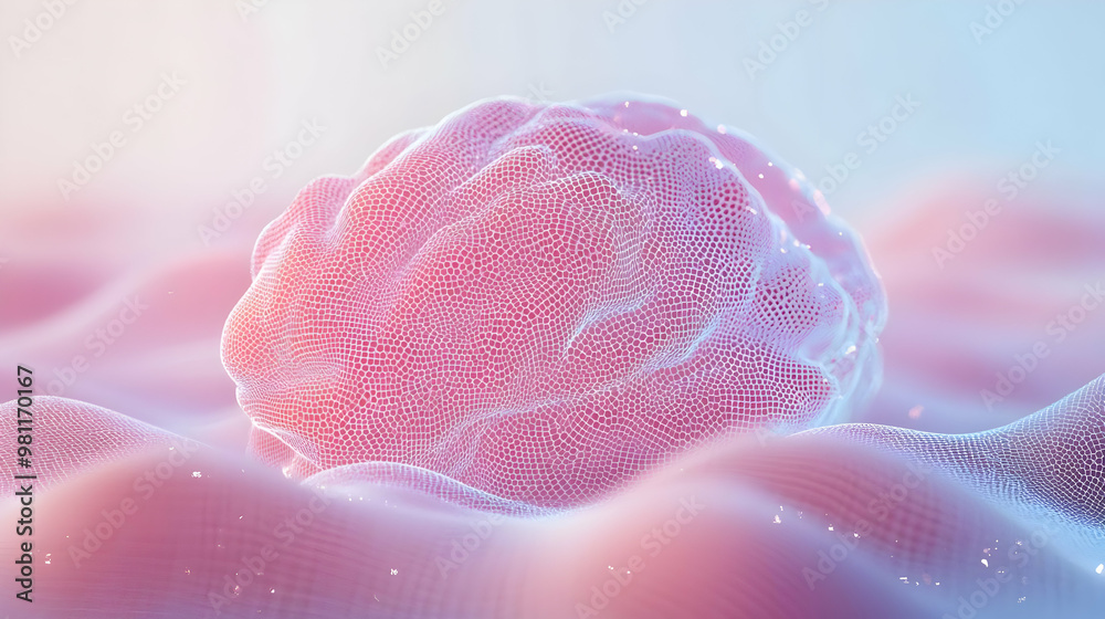 3D Pulsing Holographic White Brain Waves Concept - Close-Up of ...