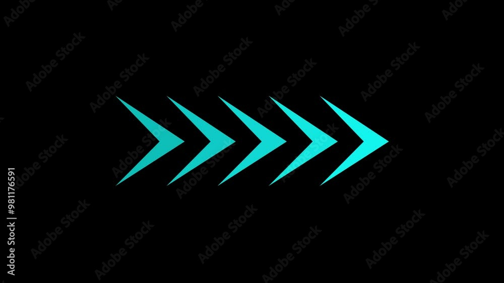 Blinking arrows the left-to-right arrow looping animation direction concept. Sky blue arrows ...