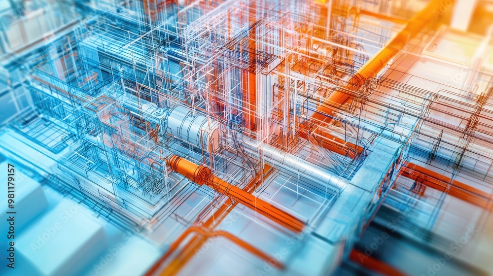 BIM model combined with real building showing building services like ...