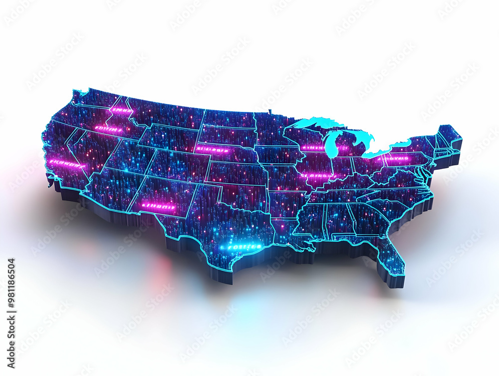 Flat Holographic Electoral College Map: Aerial View of Detailed ...