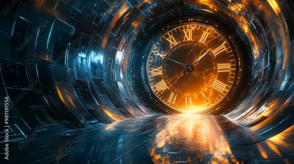 Time travel Technology Background with Clock concept and Time Machine ...