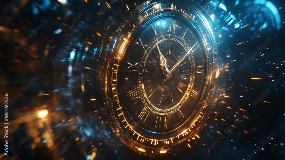 Time travel Technology Background with Clock concept and Time Machine ...