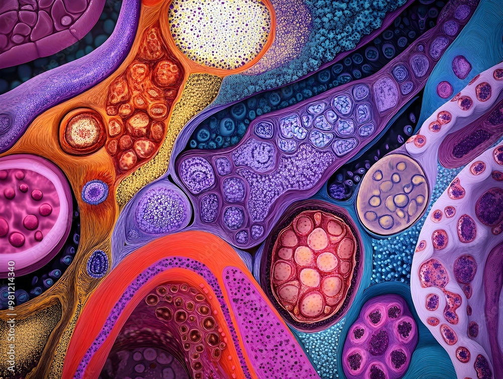 Vibrant Microscopic Anatomy of Human Taste Buds Displaying Specialized ...