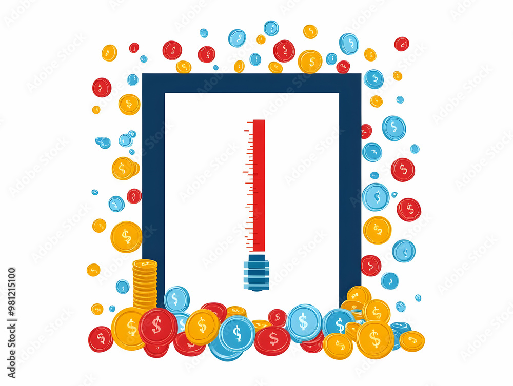 Flat Ballot Box Border with Fundraising Thermometer Concept - Close-Up ...