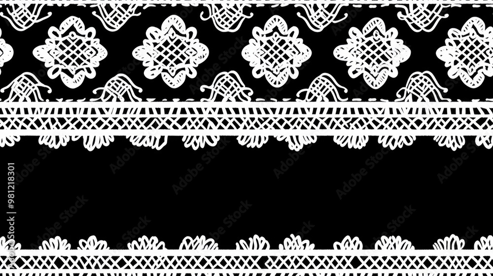 Seamless art braid print featuring embroidered strips and squares in ...