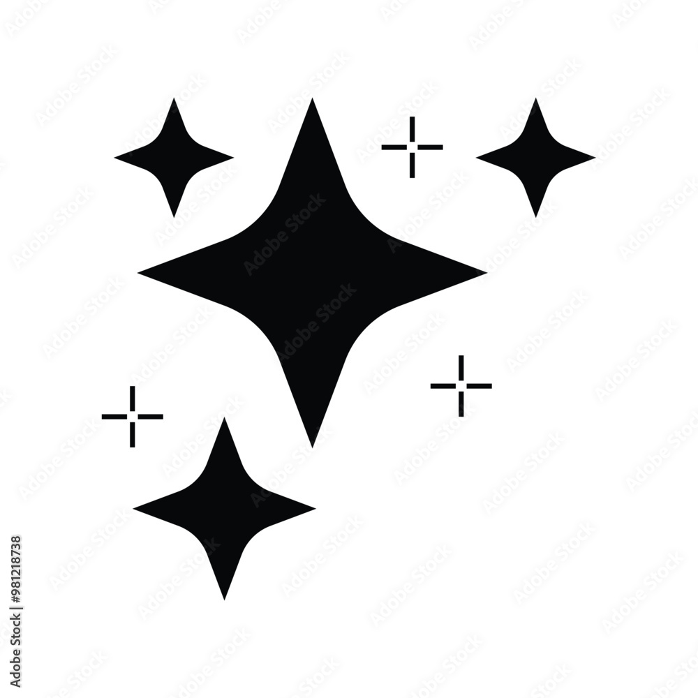 Shine and sparkle stars icon in Outline. Shine icon, Clean star icon ...