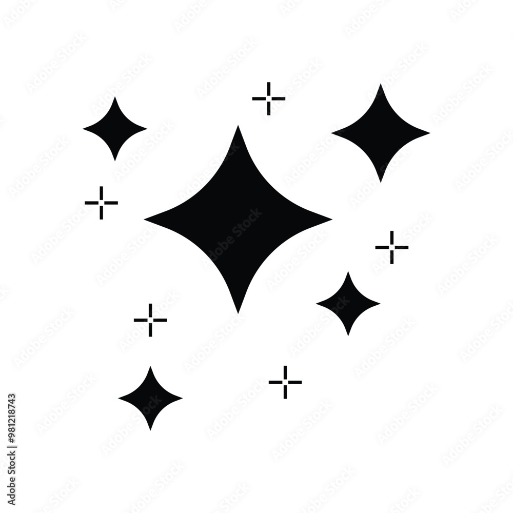 Shine and sparkle stars icon in Outline. Shine icon, Clean star icon ...