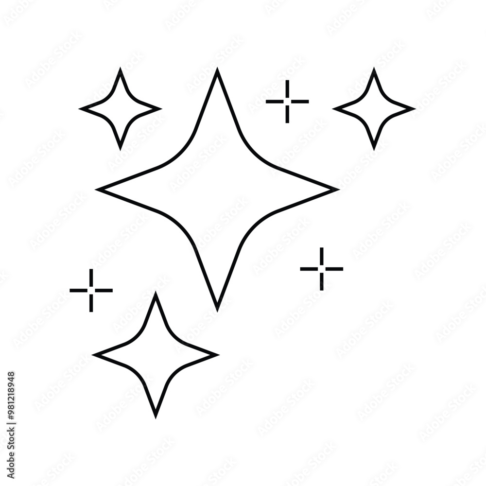 Shine and sparkle stars icon in Outline. Shine icon, Clean star icon ...