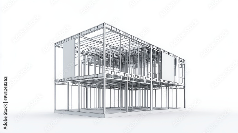 Modern architectural structure showcasing a skeletal framework for ...