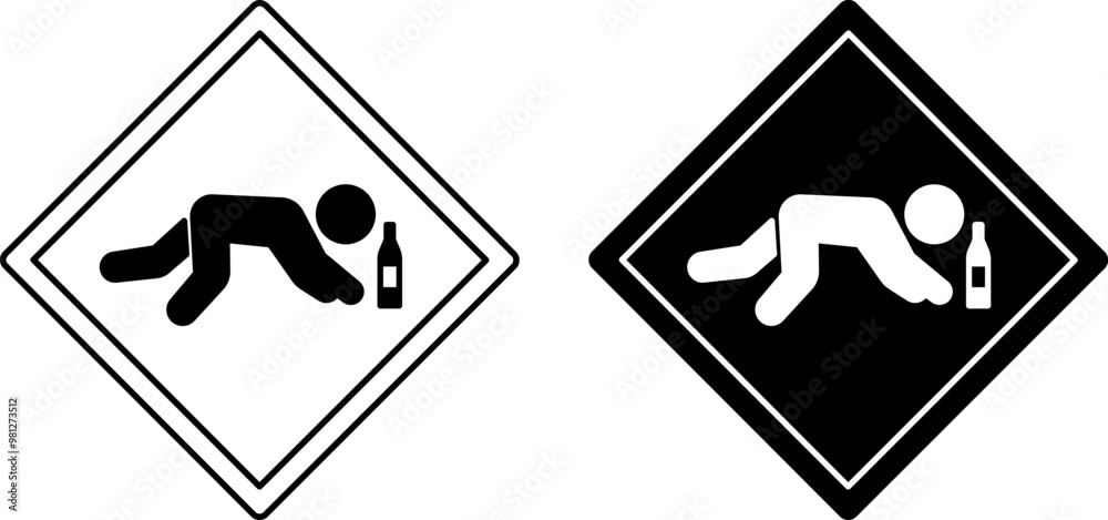 Signs Attention Drunken People Crossing. Humorous Road Sign, Sticker ...