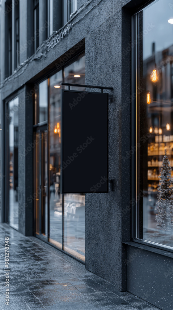 A digital storefront display mockup with Black Friday sale signs and ...