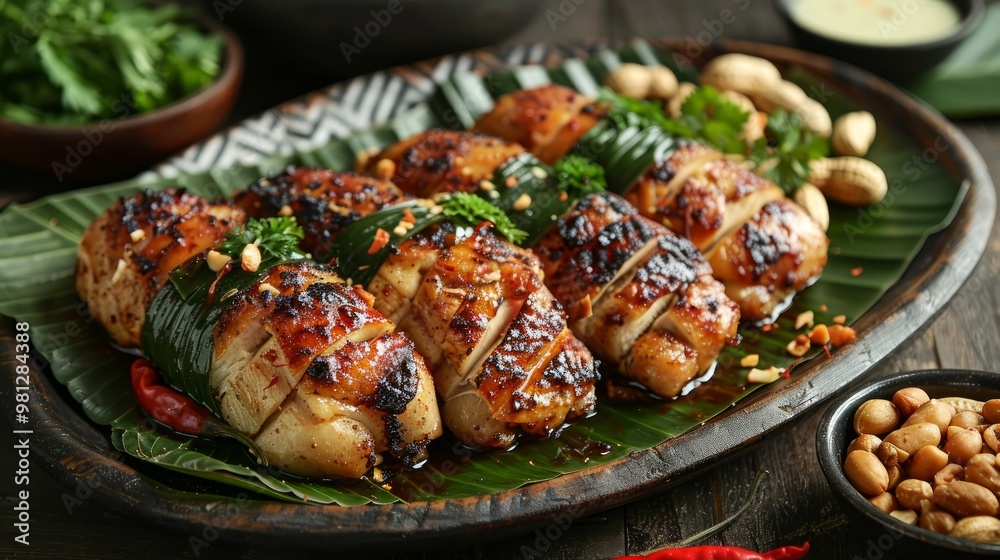 Balinese Indonesian food, Ayam Betutu. Whole chicken filled with ...