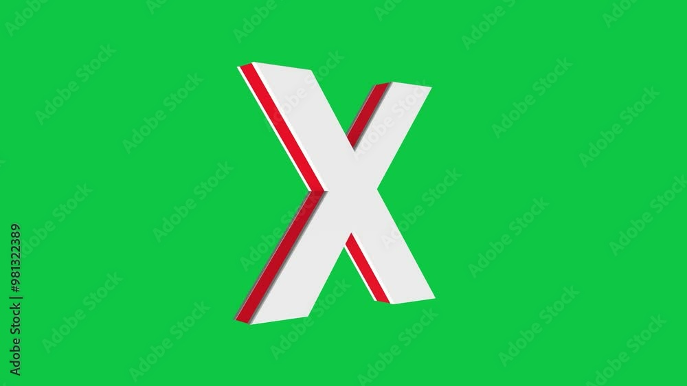 3D X letter logo rotating on green screen chroma key background, 4K ...