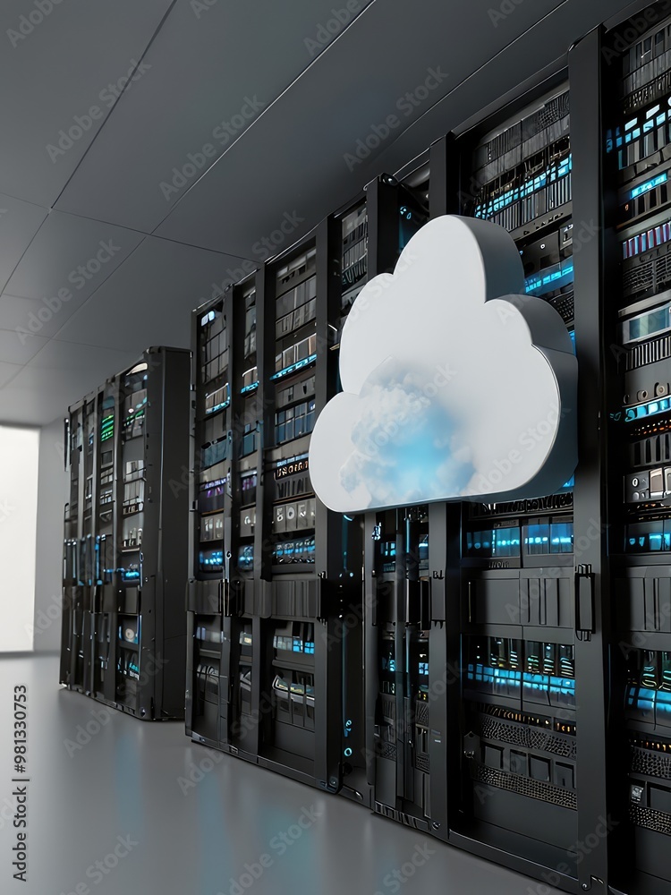 modern server room with servers Server racks in server room data center ...