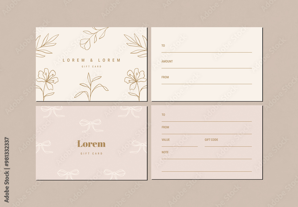 Gift Card Layout Set Minimal Template Card Stock Template | Adobe Stock