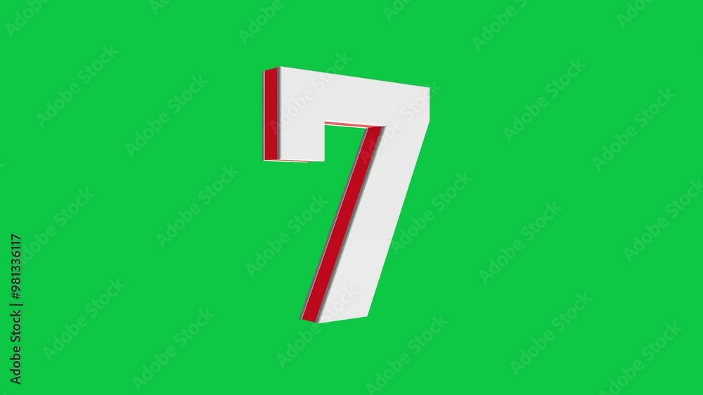 3D Number 7 logo rotating on green screen chroma key background, 4K ...