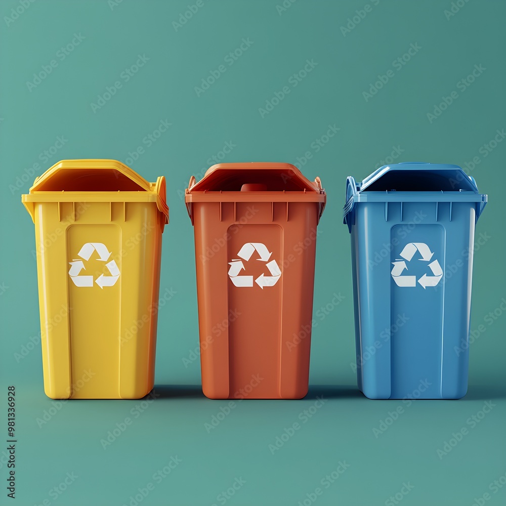 Waste management strategies, flat design, front view, recycling and ...