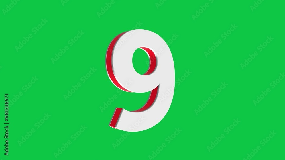 3D Number 9 logo rotating on green screen chroma key background, 4K ...