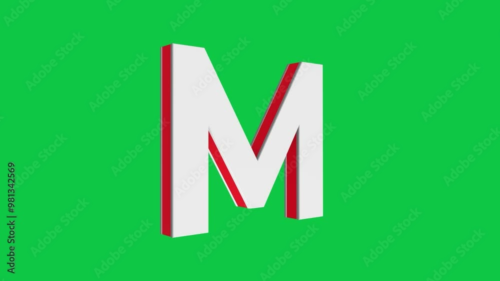 3D M letter logo rotating on green screen chroma key background, 4K ...