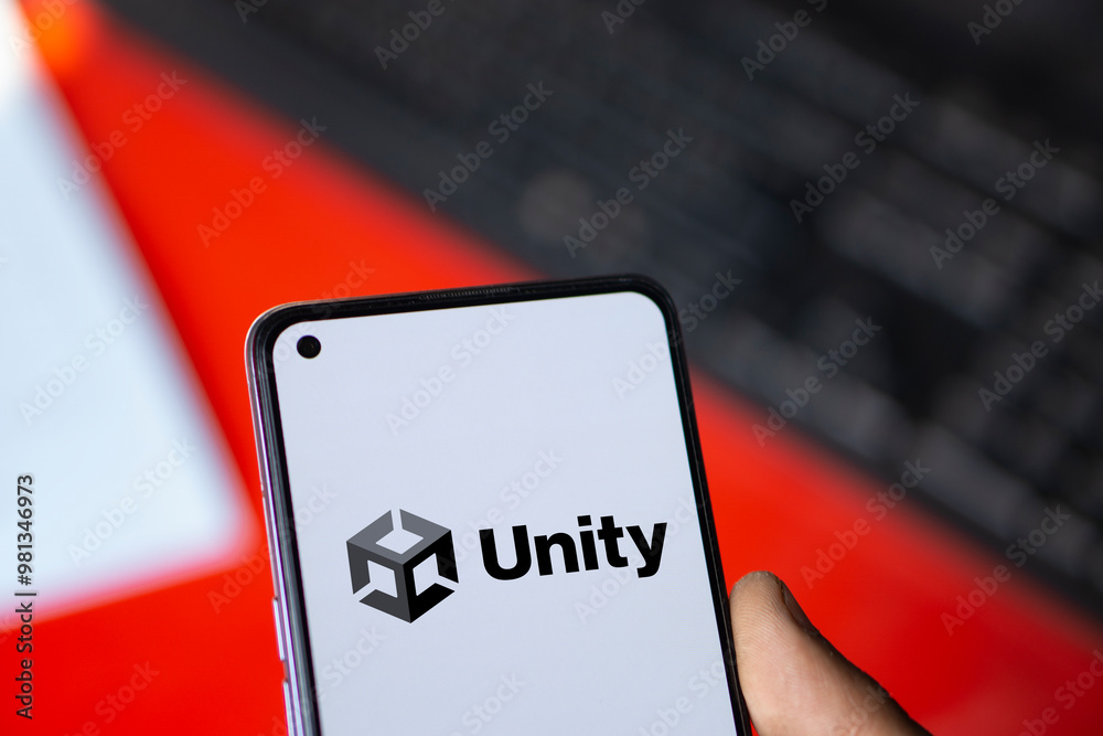 Dhaka, Bangladesh- 18 Sep 2024: Unity logo is displayed on smartphone. Unity is a cross-platform ...