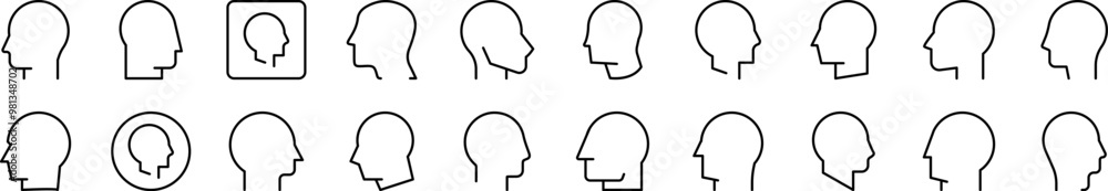Faceless Person Profile Line Icon Bundle. Editable Stroke. Minimalistic ...