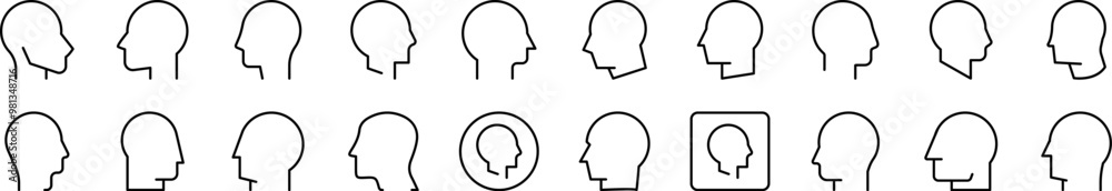 Pack of Line Icons of Faceless Person Profile. Editable Stroke ...