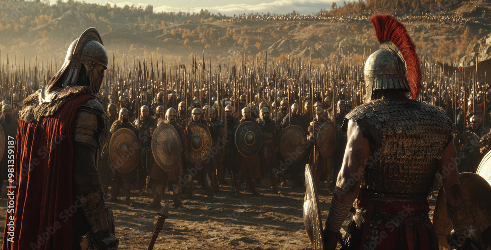 Historical Battle Scene with Armored Warriors in Detailed Ancient ...