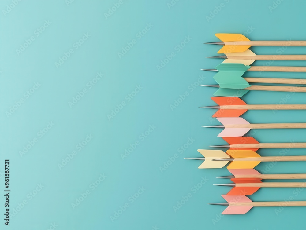 Multiple arrows pointing toward a common goal, symbolizing organized ...