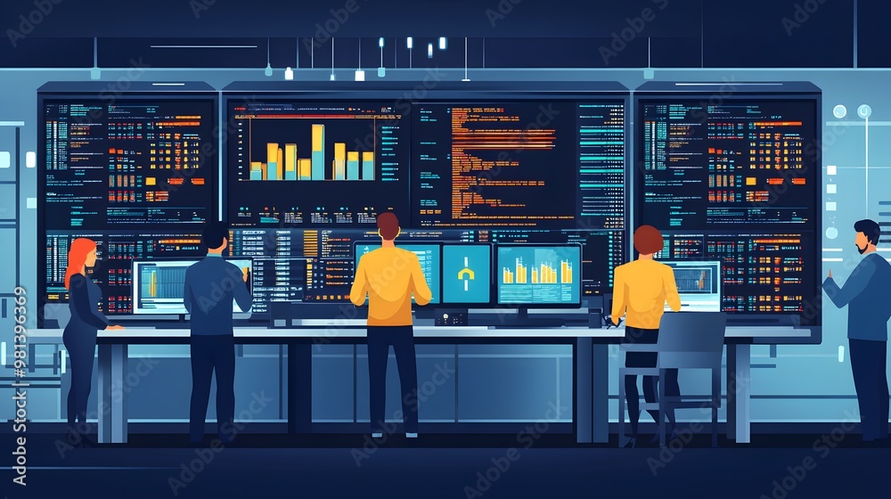 Server Management - Create an image of server management with a team of ...