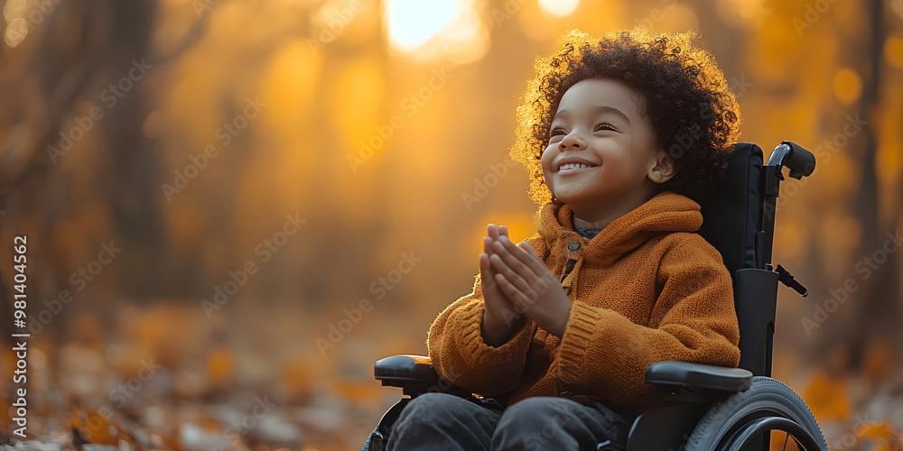 “Happy Black Child in a Wheelchair Clapping Their Hands, Celebrating ...