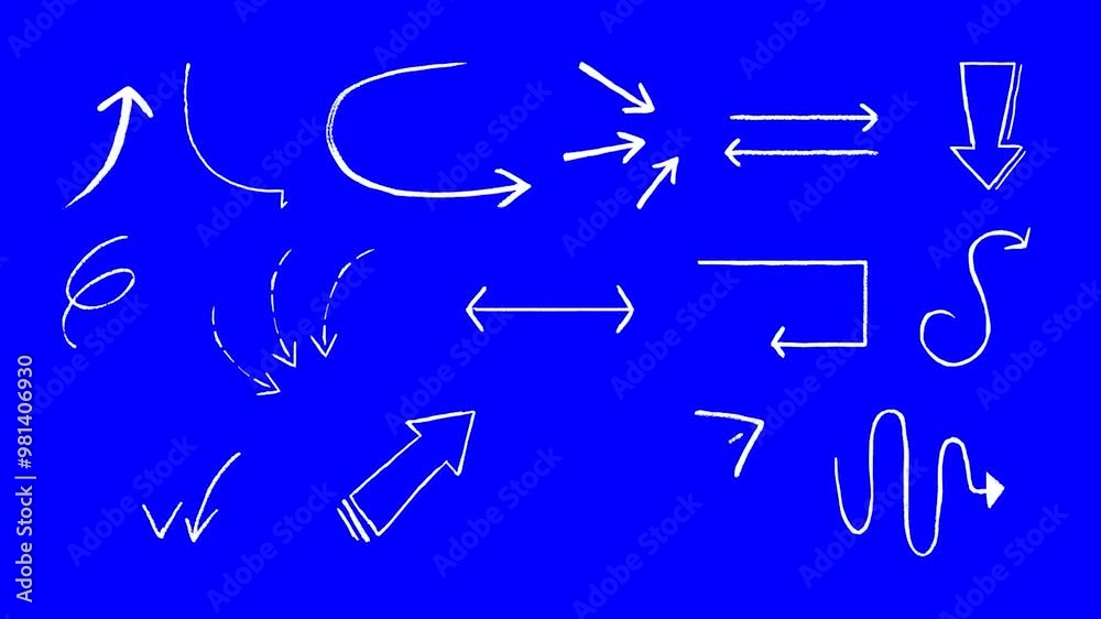 Set of curved arrows, handmade simple arrow animation, Creative hand ...