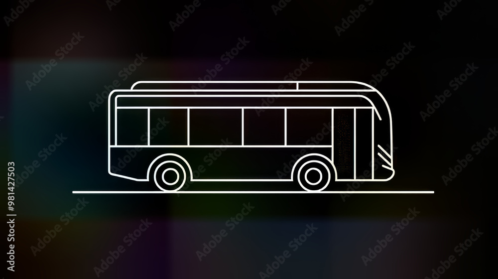 This is a simple black outline of a bus, like you might see in a sign ...