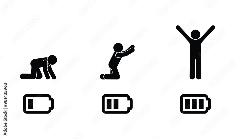 stickman battery, charge indicator, energy indicator, vigor and ...