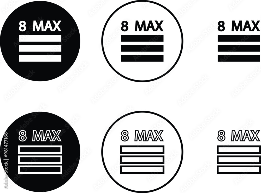 Maximum Stack Icon. 8 Grades. Storage Rule Symbol for Goods Vector flat ...