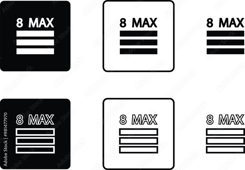 Maximum Stack Icon. 8 Grades. Storage Rule Symbol for Goods Vector flat ...