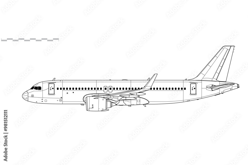 Airbus A320 NEO. Vector drawing of narrow body passenger jet airliner ...