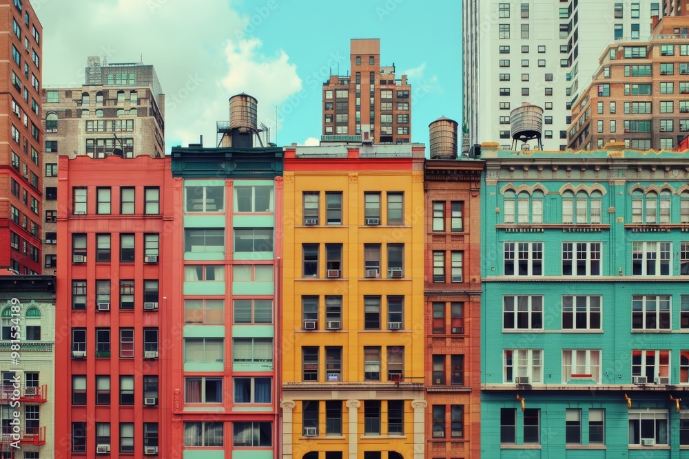 Diverse collection of buildings with numerous windows and balconies in ...