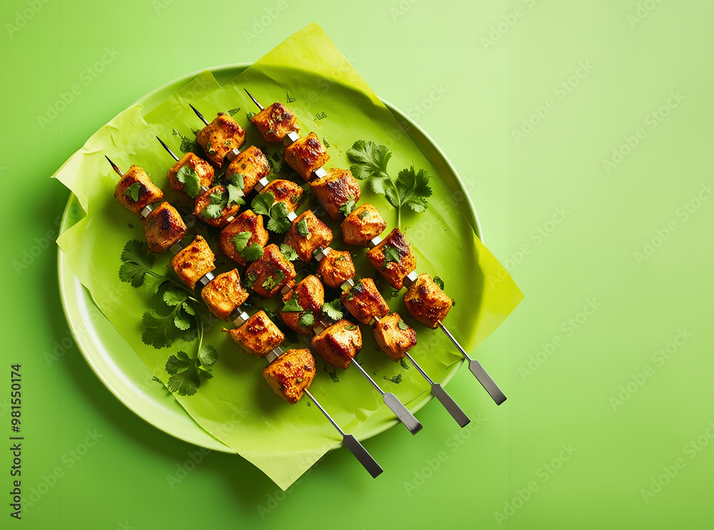 Indian Chicken Kebab, with juicy chunks of marinated chicken, crunchy ...