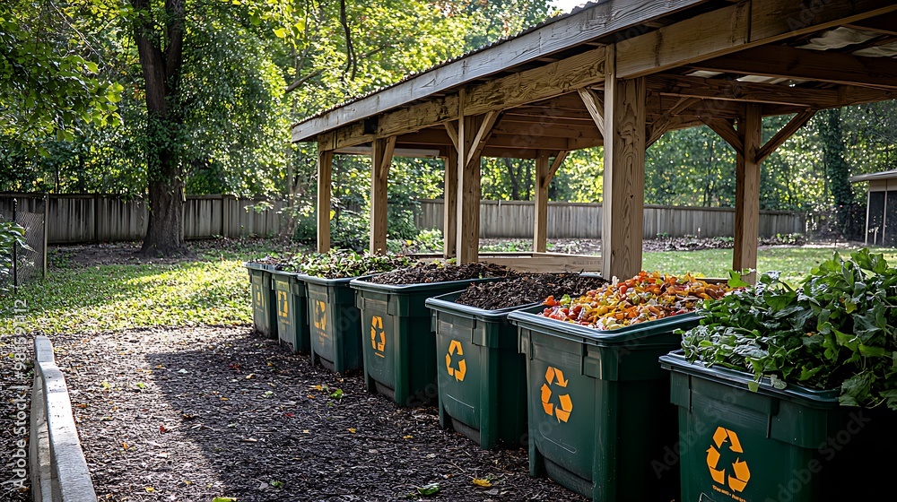 Composting Area: A well-maintained composting area with compost bins ...