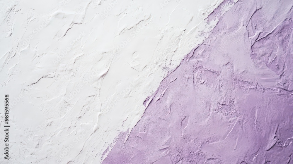 Textured wall featuring a split design of white and light purple ...