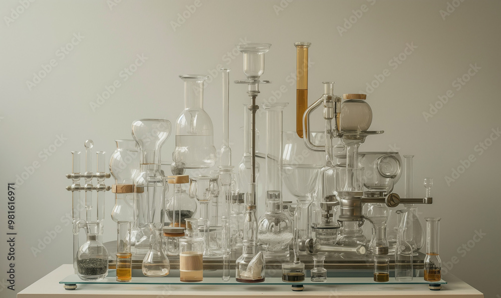 laboratory glassworks, titration and isolation mechanism Stock Photo ...