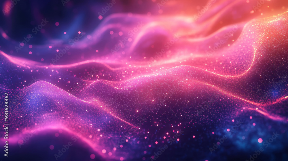 Neon multi-colored sound waves.The glowing lines pulse with energy ...