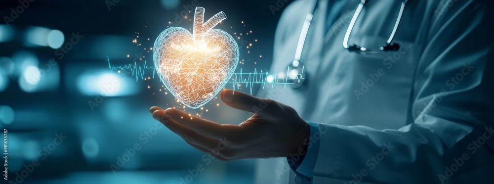 On a virtual interface, a cardiology doctor examines the heart ...