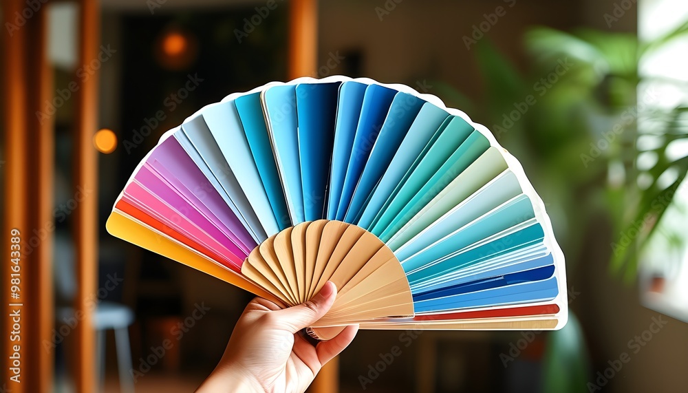 Vibrant paint swatch fan deck showcasing a spectrum of colors in ...