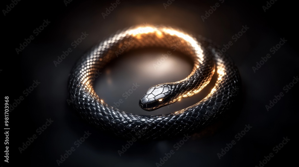 A circular ouroboros, the ancient symbol of a snake eating its tail ...