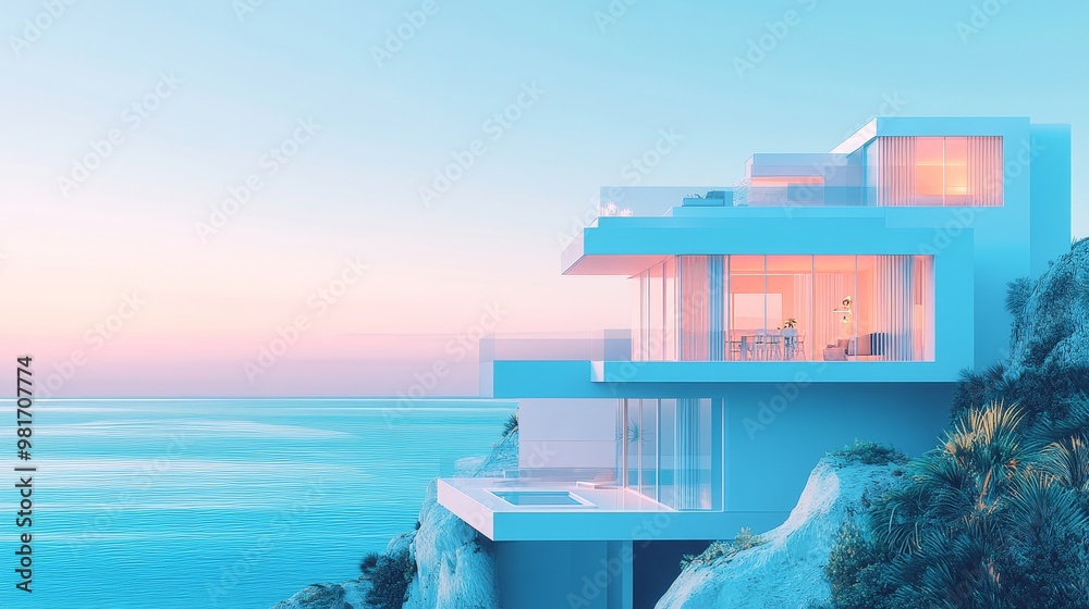 Minimalist cube house with balconies connecting at different levels ...