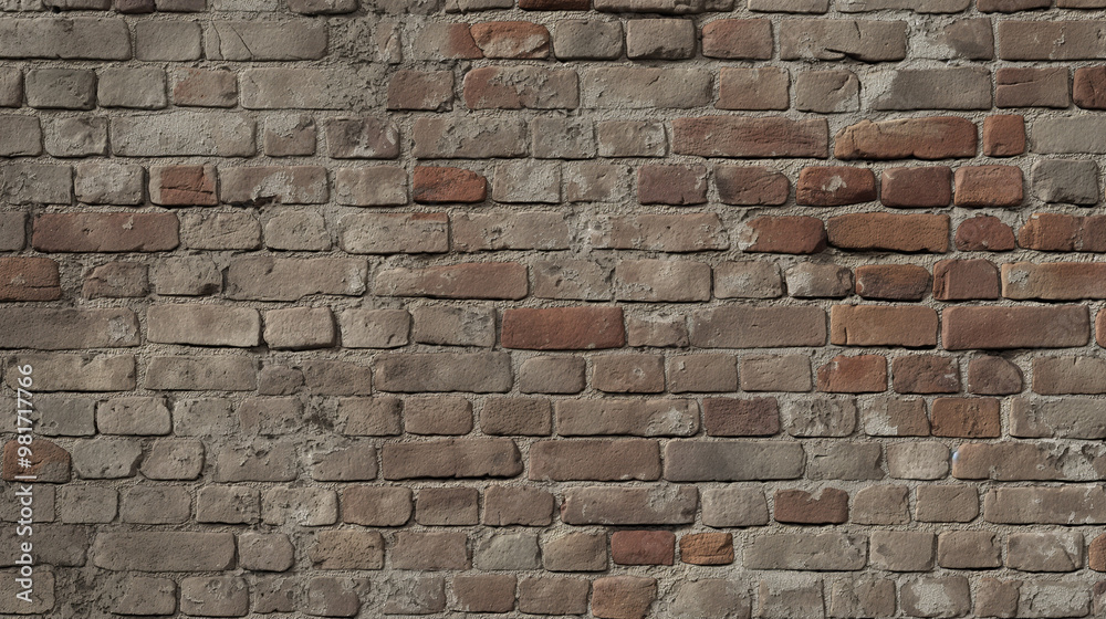 Aged brick wall with worn surface, red and brown rustic bricks Stock ...